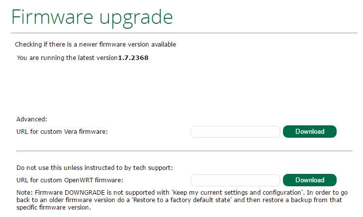 Controlling Your Vera System: Settings Tab – Vera