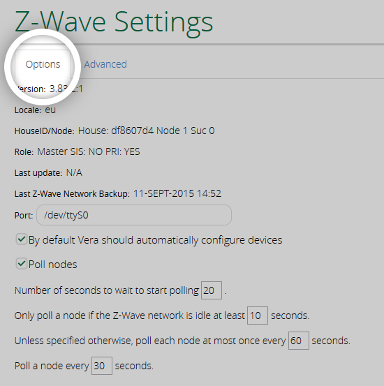 Controlling Your Vera System: Settings Tab – Vera
