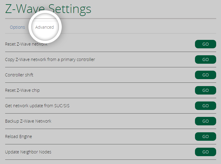 Controlling Your Vera System: Settings Tab – Vera